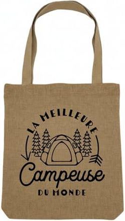 Fabulous Sac Shopping Tote Bag Aspect Lin - La Meilleure Campeuse du Monde Vacances Voyage Camping Nature Montagne Foret - Sac de Courses Toile Epaisse 360g Be