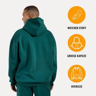 Smilodox Hoodie Kayson, Oversize Kapuzenpullover, Frontprint, gro&szlig;e Kapuze Sweatshirt K&auml;ngurutasche weicher Stoff Warmer Pulli Streetstyle Alltag Freizeit