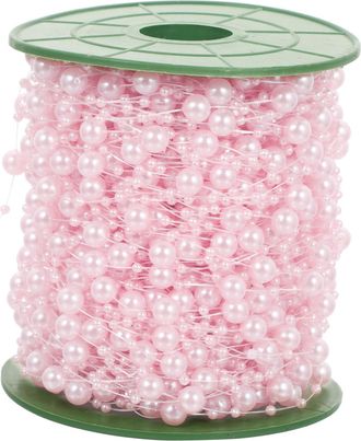 DOITOOL K&uuml;nstliche Perlenkette 60m Perlenband F&uuml;r Hochzeits Selbstgemacht Vasenf&uuml;ller Schwimmkerzen Tischdekoration Rosa