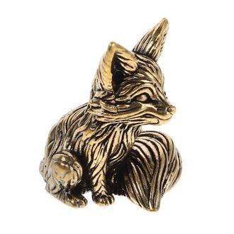 Aboofan Vintage Fuchsfigur aus Massivem Messing Tischornament f&uuml;r Schreibtischdekoration Abstraktes Design Kleines Tierornament f&uuml;r und B&uuml;ro