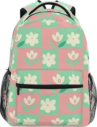Generic Carreaux Buffalo Roses Et Vert 23101286 Cartable Scolaire Confort Cartables Scolaires Unisexe Sacs D&Eacute;cole Pour Homme Sport Randonn&eacute;e 29X40Cm