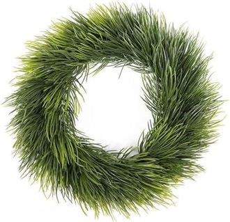 Generic Couronne verte artificielle ronde pour porte dentr&eacute;e et d&eacute;coration murale, fabriqu&eacute;e en PVC pour une ambiance saisonni&egrave;re (35 cm)