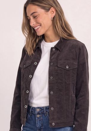 Street One Cordjacke STREET ONE, Damen, Gr. 34, braun (schwarz coffee), Cord, 98% Baumwolle, 2% Elasthan, unifarben, regular fit normal, ohne Ausschnitt, B&uuml;ndche