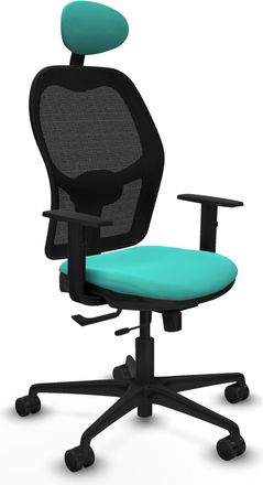 Piqueras y Crespo B&uuml;rostuhl mit Kopfst&uuml;tze Jorquera mit 1D-Armen, h&ouml;henverstellbarer Lendenwirbelst&uuml;tze und festem Kopfteil, ausgestattet mit Syncro/Traslack. Schwarz/T