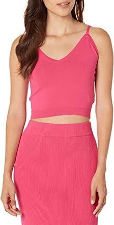 The Drop Roni Débardeur de survêtement court à encolure en V Pull pour Femme, Rose Incandescent, M