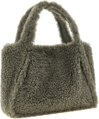 Stella McCartney Logo-Embroidered Shearling Tote Bag - Gray