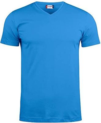 Clique Clique - T-shirt col en V demi-manches Homme Femme Unisexe Basic-T V-neck, en coton Jersey, ruban pare-soleil, col élastique, coupe slim fit (royal XL
