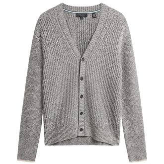 Ted Baker Alman Rippstrickjacke Mit Kn&ouml;pfen, Grau