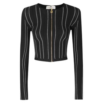 Elisabetta Franchi Strickjacke aus Strickstoff - - Knitwear - Damen - Schwarzk - M