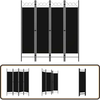 vidaXL 4-tlg. Raumteiler Schwarz 160 x 180 cm - Raumteiler - Dekorationsartikel - Wohnzimmerdeko - Trennwandsystem - Sichtschutz