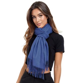 Glamexx24 Schal Damen Winterschal Gef&uuml;hl Langer Schal mit Fransen Baumwolle Warm Herbst Winter Unifarben Deckenschal und T&uuml;cher 200 x 74 cm