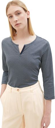 Tom Tailor Damen 1038029 T-Shirt mit 3/4-Arm & Muster, 32365-navy Geometrical Design, S