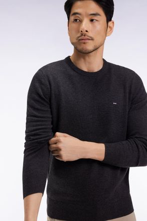 Eden Park Pull Col Rond En Laine Et Coton Gris Fonc&eacute;