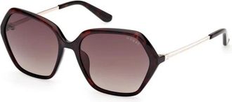 Guess Femme, Accessoires, Brun, Taille: 55 MM Anastasia Geometric Lunettes de soleil