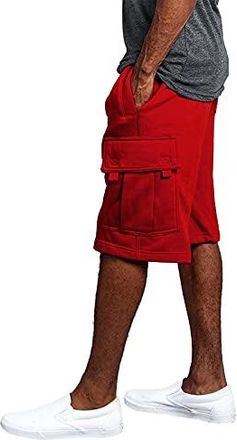 Generic Shorts courts pour hommes Shorts d&eacute;contract&eacute;s &agrave; cinq points Outils droits Ample Poche Pantalon d&eacute;t&eacute; pour hommes, rouge, 3XL