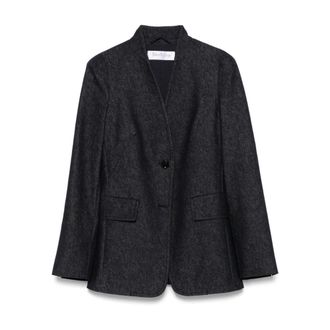 Max Mara Baumwoll-Sakko mit Einreiher - - Jackets - Damen - Schwarzk - M