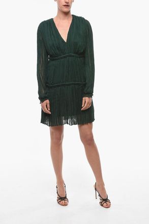 Lanvin Plissiertes Kleid aus Seide mit V-Ausschnitt Lanvin