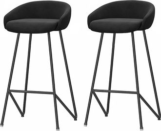 Generic Niedrige Barhocker (66/76 cm) mit Samtbezug und Fu&szlig;st&uuml;tze, ideal f&uuml;r Caf&eacute;s, Pubs, K&uuml;chen, Tresen und Esszimmer