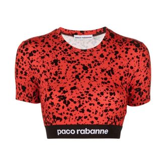 Paco Rabanne Paint-Splatter Crop Top - - Sport - Damen - Rot - XS