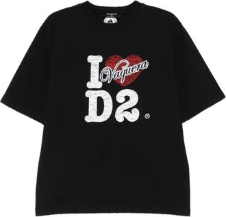 Dsquared2 Homme, Tops, Noir, Taille: XL T-shirt graphique I Love Vaquera D2