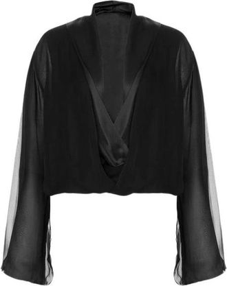 Alberta Ferretti Femme, Blouses et Chemises, Noir, Taille: 38 FR Blouse en mousseline de soie &agrave; manches longues