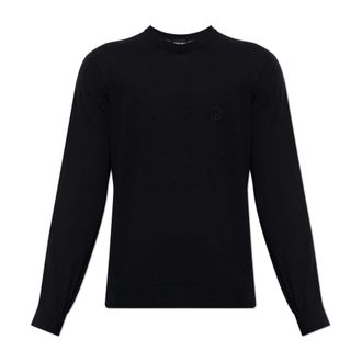 Giorgio Armani Wollpullover mit besticktem Logo - - Knitwear - Herren - Blau - M