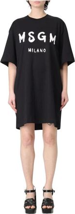 Msgm Msgm, Femme, Robes, Noir, Taille: 38 FR Robe TShirt Graphique Femme Blanc