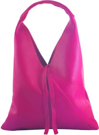 modamoda.de T260 Damen Leder Schultertasche Shopper Elegant Alltagstauglich handmade in Italy, Farbe:Pink