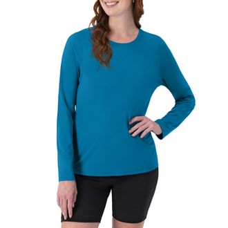 Hanes Damen Sport Cool Dri Langarm-T-Shirt mit Rundhalsausschnitt, feuchtigkeitsableitendes Performance-T-Shirt, Unterwasserblau, Mittel