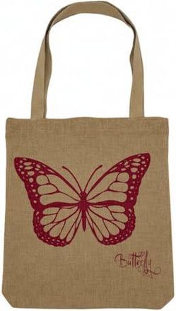 Fabulous Sac Shopping Tote Bag Aspect Lin - Papillon Rose Dessin Butterfly - Sac de Courses Toile Epaisse 360g Beige Naturel Cabas Port&eacute; Epaule Solide Imprim&eacute; 