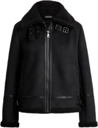 Polo Ralph Lauren Femme, Vestes, Noir, Taille: 40 FR Manteau en Fausse Peau de Mouton