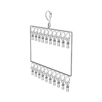 Generico Kleiderb&uuml;gel mit Klammern, Aufbewahrung aus Edelstahl, rutschfest, mit 2 Schichten, robuster Organizer f&uuml;r Zuhause, Flur, Schlafzimmer, Handschuhe, So