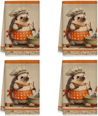 Generic Küchenhandtücher, Motiv: Herbst-Igel, fantasievoll, verspielte Schürze, Schneebesen, Orange, Trocknen, Küchenhandtücher, Kabine, Küchendekoration, 40,