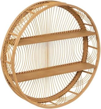 Atmosphera Atmosphera - &Eacute;tag&egrave;re Murale Ronde Ina en Bambou, D 70 cm - 2 Niveaux, Style Boh&egrave;me - Pour Salon, Chambre, Entr&eacute;e