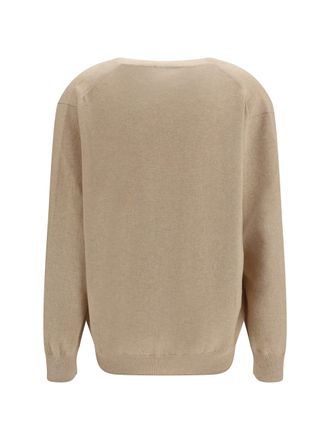 Malo Womens Cashmere V-Neck Sweater Light Sand Kashmir-Capra Hircus Kashmir/capra