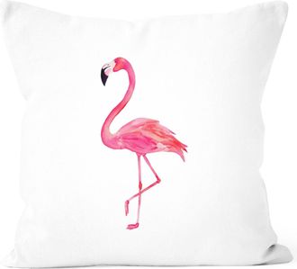 Autiga Kissenbezug Flamingo Kissen-H&uuml;lle Deko-Kissen 40x40 Baumwolle wei&szlig; Pullover