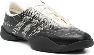 Yohji Yamamoto Embroidered Lace-Up Sneakers - Black