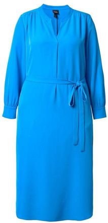 Ulla Popken Midikleid Midikleid V-Ausschnitt Bindeg&uuml;rtel Langarm Taschen