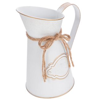 Holibanna Rustikale Verzinkte Eisenblumenvase im Landhausstil Dekorativer Vintage Blumeneimer f&uuml;r Tischdekoration Langlebiges Wei&szlig;es Farmhouse f&uuml;r Wohnzimmer un