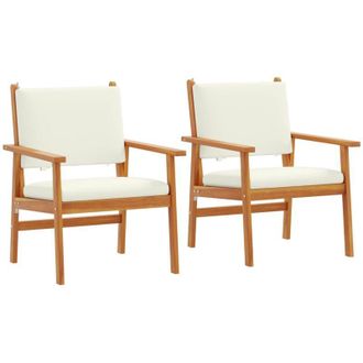 vidaXL Chaise de jardin avec coussin 2 pcs Marron Bois dacacia massif Vidaxl