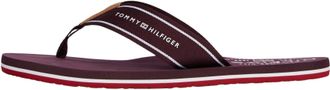 Tommy Hilfiger Herren Flip Flops Beach Sandal Breiter Zehenriemen, Rot (Deep Burgundy), 41