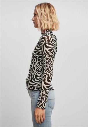 Urban Classics Longsleeve Ladies AOP Mesh Turtleneck Longsleeve Frauen Langarmshirt