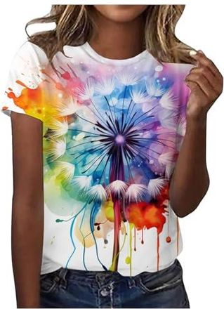 Generic T-shirt Femme Col V T-shirt Femme avec Imprim&eacute; Col Rond Confortable Comme Basique &agrave; Manches Courtes Pour Le Style Quotidien Simple T-shirt Noir T-shir