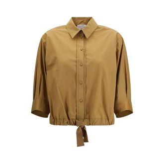 Forte_Forte Femme, Blouses et Chemises, Brun, Taille: 38 FR Cotton Shortsleeve Shirt