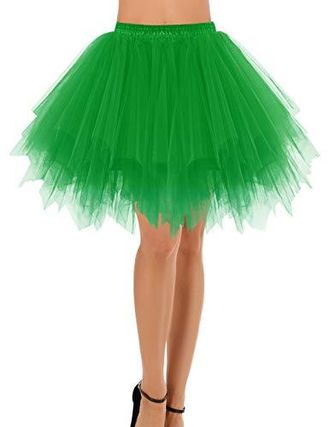 Dresstells Jupon Jupe Ballet Tutu Court en Tulle Couleurs vari&eacute;es, Vert XL