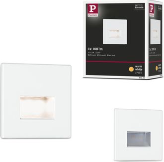 Paulmann Edge Quadro 93093 LED Recessed Wall Light Set 80 x 5 mm 100 lm 230 V Square Including 1 x 1.2 Watt Matt White Plastic 2700 K
