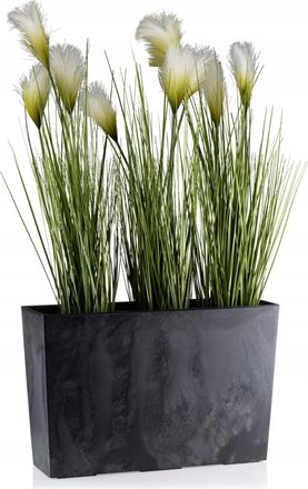 HowHomely Blumentopf Schwarz 36 x 56 x 19 cm Pflanzkübel Groß Außen mit Bewässerungssystem - Pflanzkübel Rechteckig Betonoptik für Deko Wohnzimmer und Garten