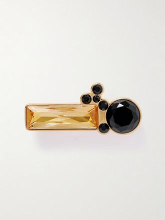 Jil Sander Goldfarbene Brosche Mit Kristallen