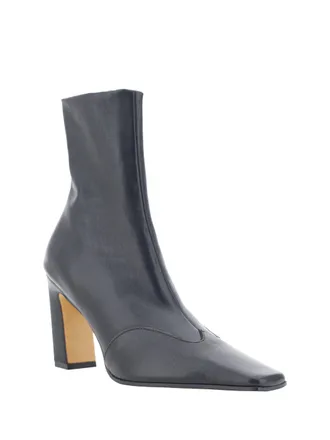 Khaite Womens Ankle Boots Nevada Black Leather Calf