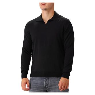 Gran Sasso Homme, Pulls, Noir, Taille: XL Polo Noir en Tricot Athleisure &agrave; Manches Longues